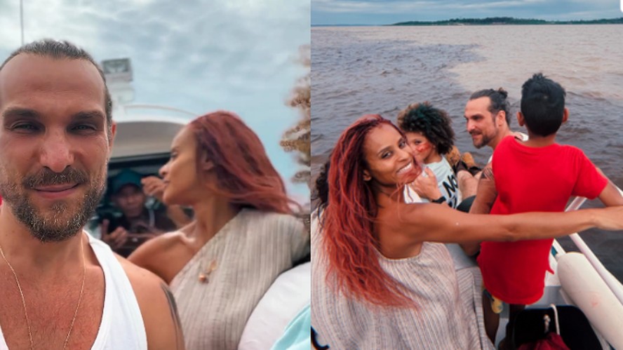 Igor Rickli e Aline Wirley mostram passeio de barco com os filhos no ...