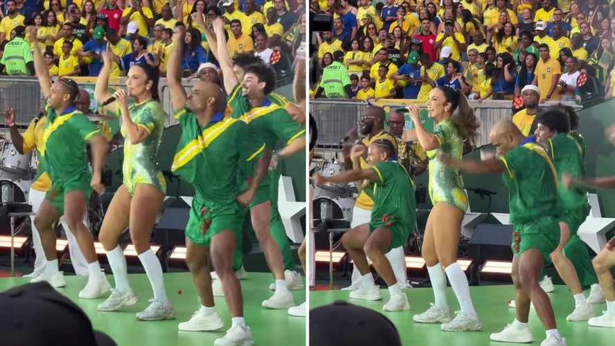 Com look verde-amarelo cheio de brilho, Ivete Sangalo comanda show de ...