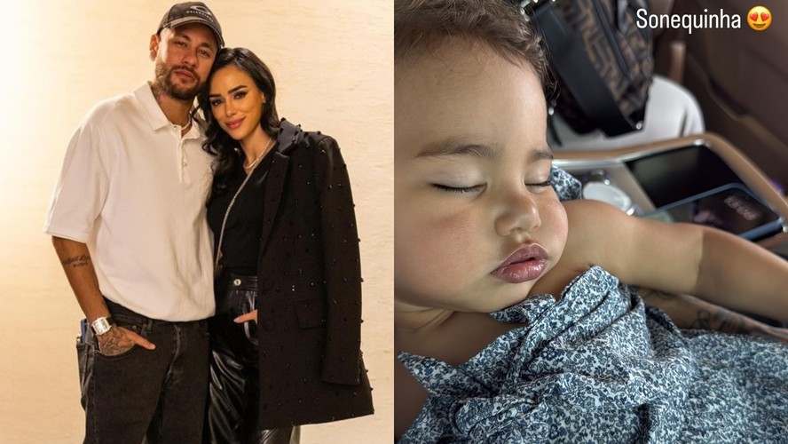 Neymar Jr. mostra registro fofo de Mavie, sua filha com Bruna Biancardi, dormindo no seu colo em ...