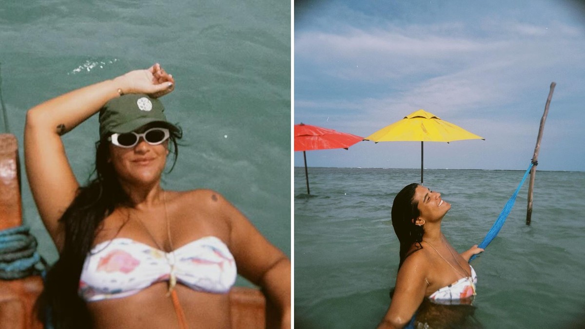 Filha de Flávia Alessandra, Giulia Costa renova bronzeado e toma banho de mar em viagem com a ...