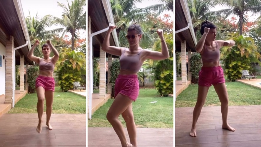 Bianca Bin compartilha treino em casa, com direto a golpes de luta