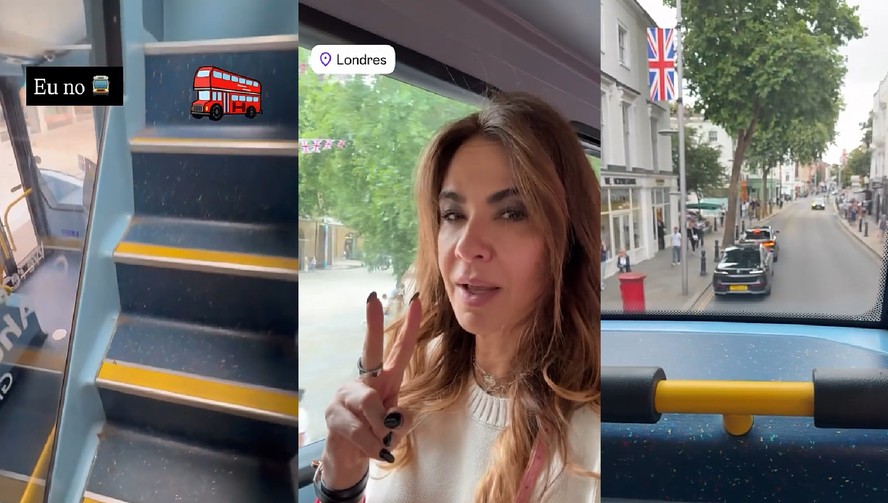Perrengue chique? Luciana Gimenez pega ônibus de dois andares em Londres e escolhe assento 'vip'