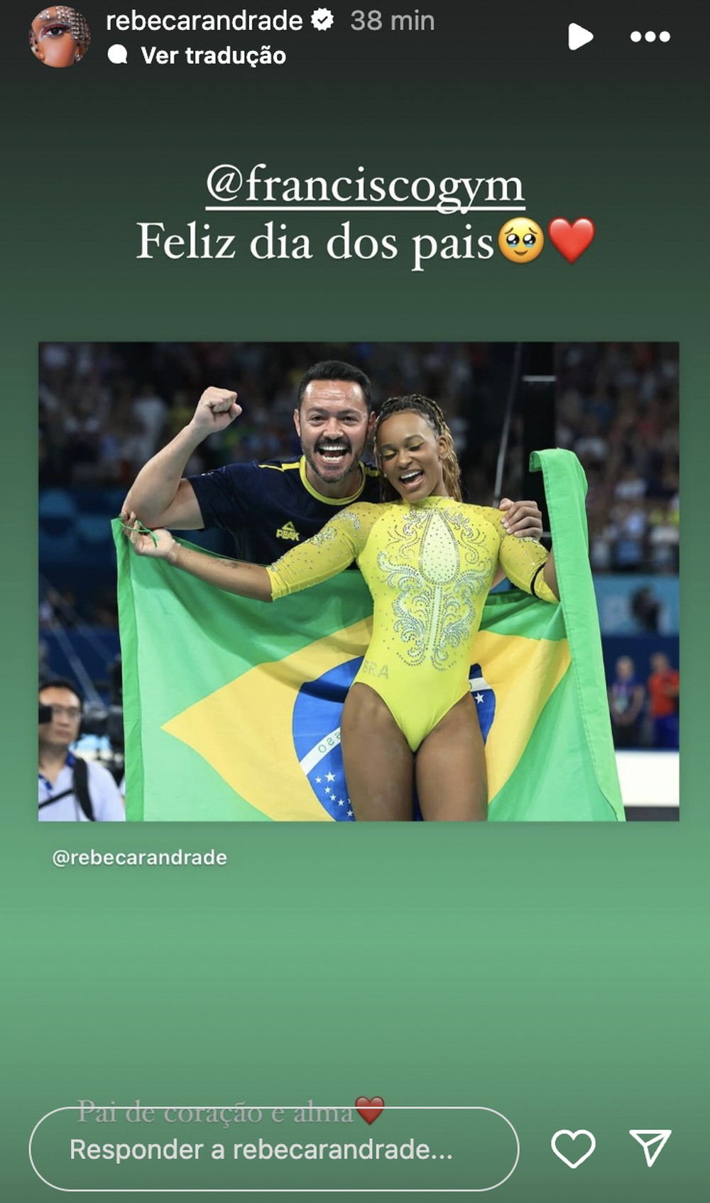 Rebeca Andrade se declara ao treinador no Dia dos Pais: 'Pai de coração ...