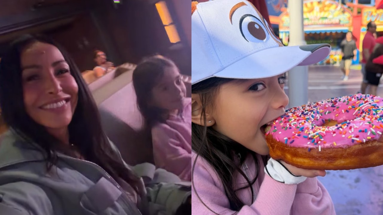 Na Disney, Sabrina Sato diverte seguidores ao mostrar Zoe com donut gigante