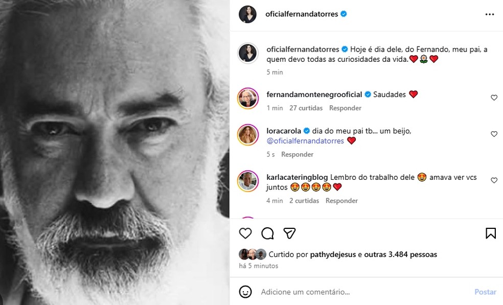 Fernanda Torres celebra aniversário do pai, Fernando Torres, e ...