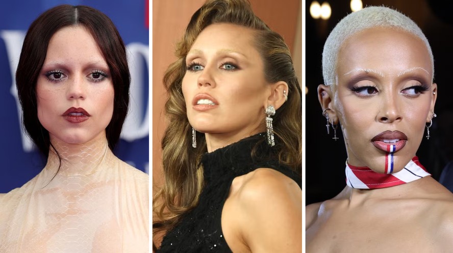 Copie as sobrancelhas apagadas de Jenna Ortega e Miley Cyrus com maquiagem