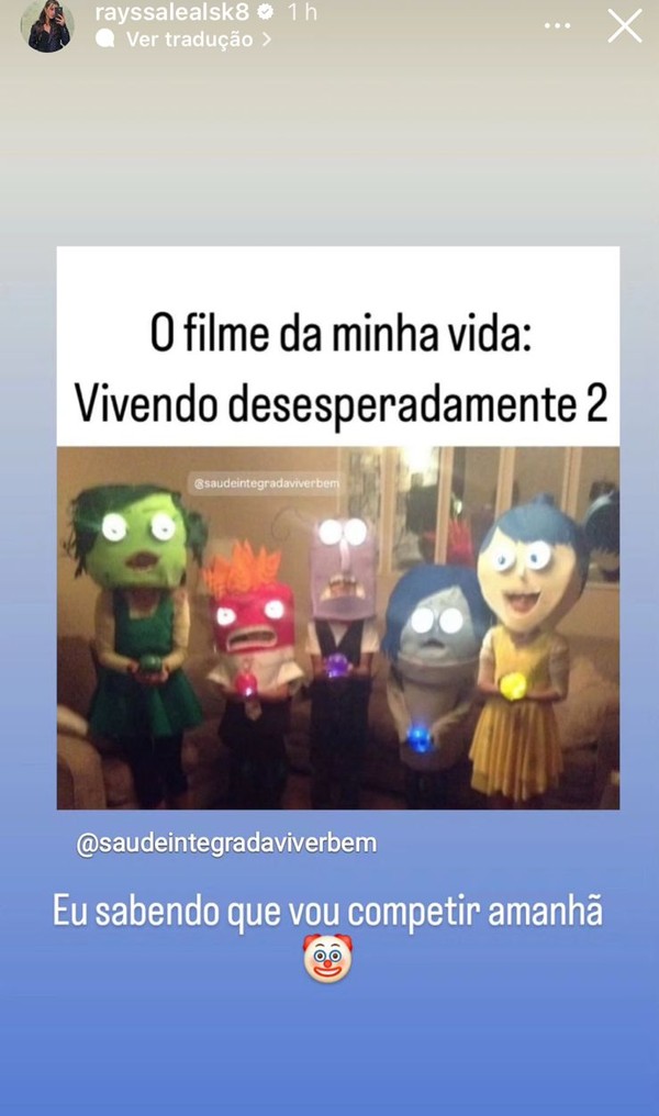 Rayssa Leal usa meme para comentar de estreia nas Olímpiadas de Paris: 'Vivendo desesperadamente'