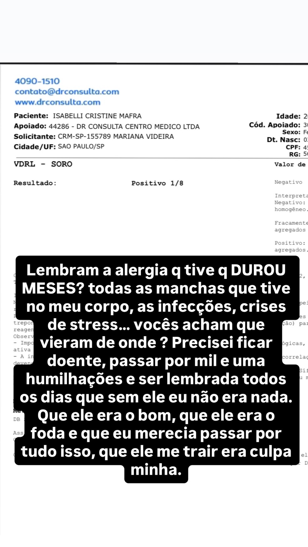 Influenciadora Isabelli Mafra diz que contraiu sífilis durante namoro ...