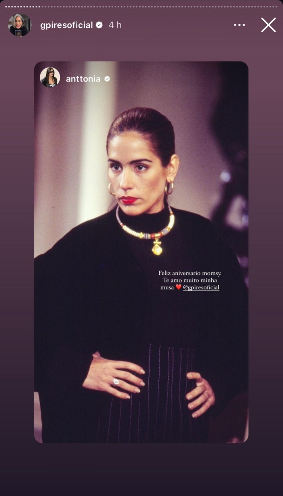 Cleo se declara no aniversário de 61 anos de Glória Pires: 'Como eu te amo'