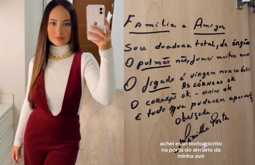 Neta encontra bilhete com pedido feito por avó com Alzheimer