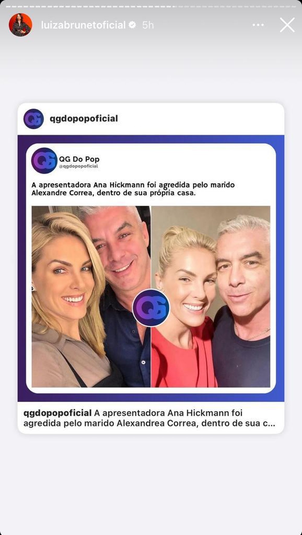 Luiza Brunet demonstra apoio a Ana Hickmann após apresentadora ...