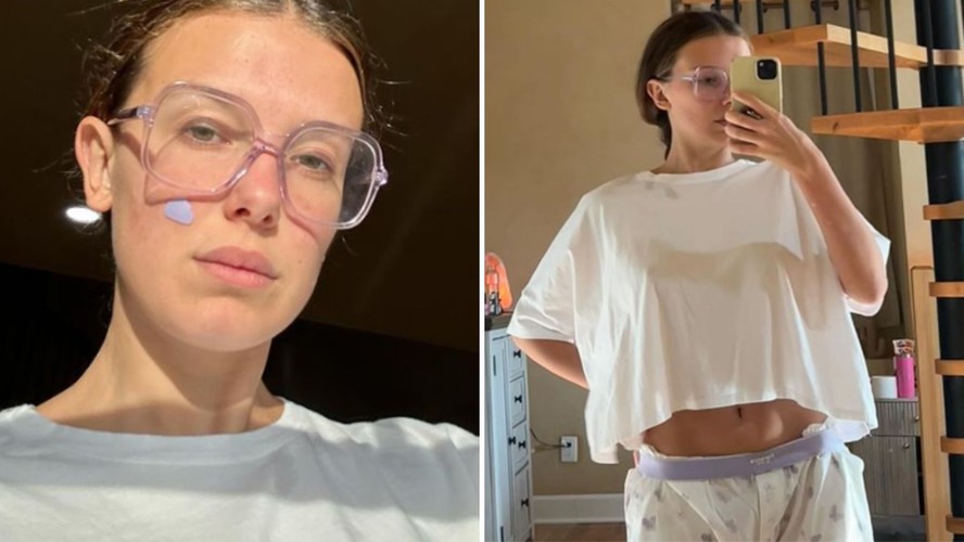 Millie Bobby Brown surge de pijama, dá close na barriga e confunde fãs ...