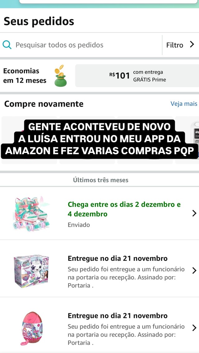 Influenciadora diz que filha entrou em aplicativo e fez várias compras ...