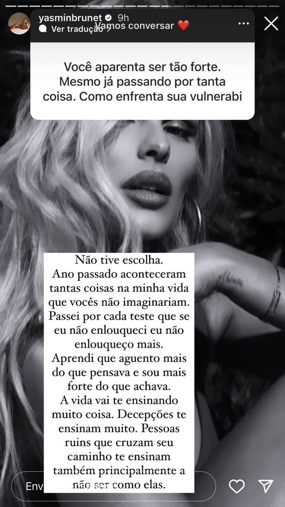 Yasmin Brunet desabafa sobre ser uma mulher forte: 'Aguento mais do que ...