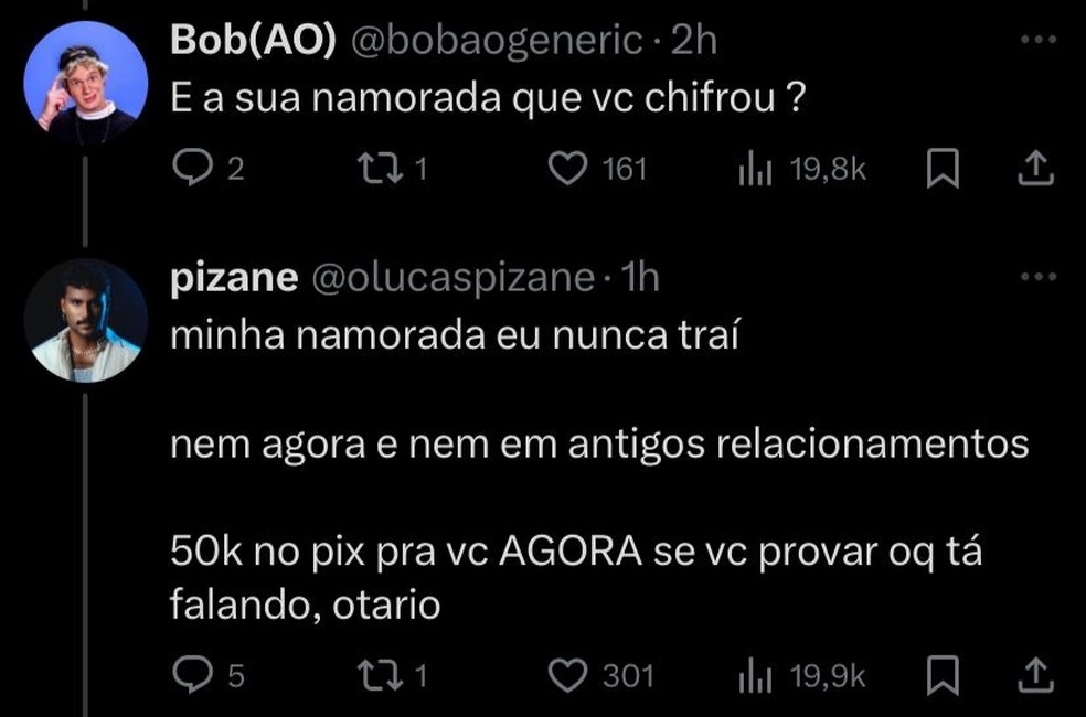 Ex-BBB Lucas Pizane nega ter traído ex-namorada para ficar com Giovanna ...