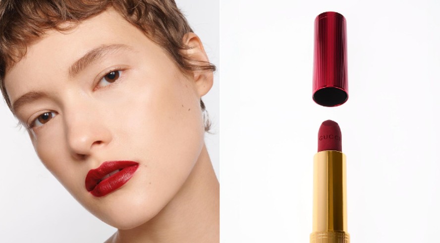 Gucci lança novo batom vermelho na cor Rosso Ancora durante desfile