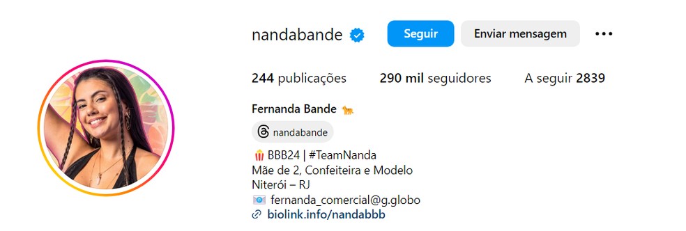 BBB24: Após o 'Sincerão', Fernanda ganha 100 mil seguidores no Instagram
