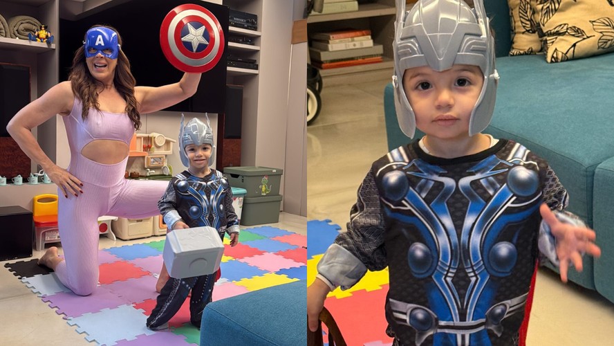 Claudia Raia se derrete ao posar de super-herói com o filho caçula ...