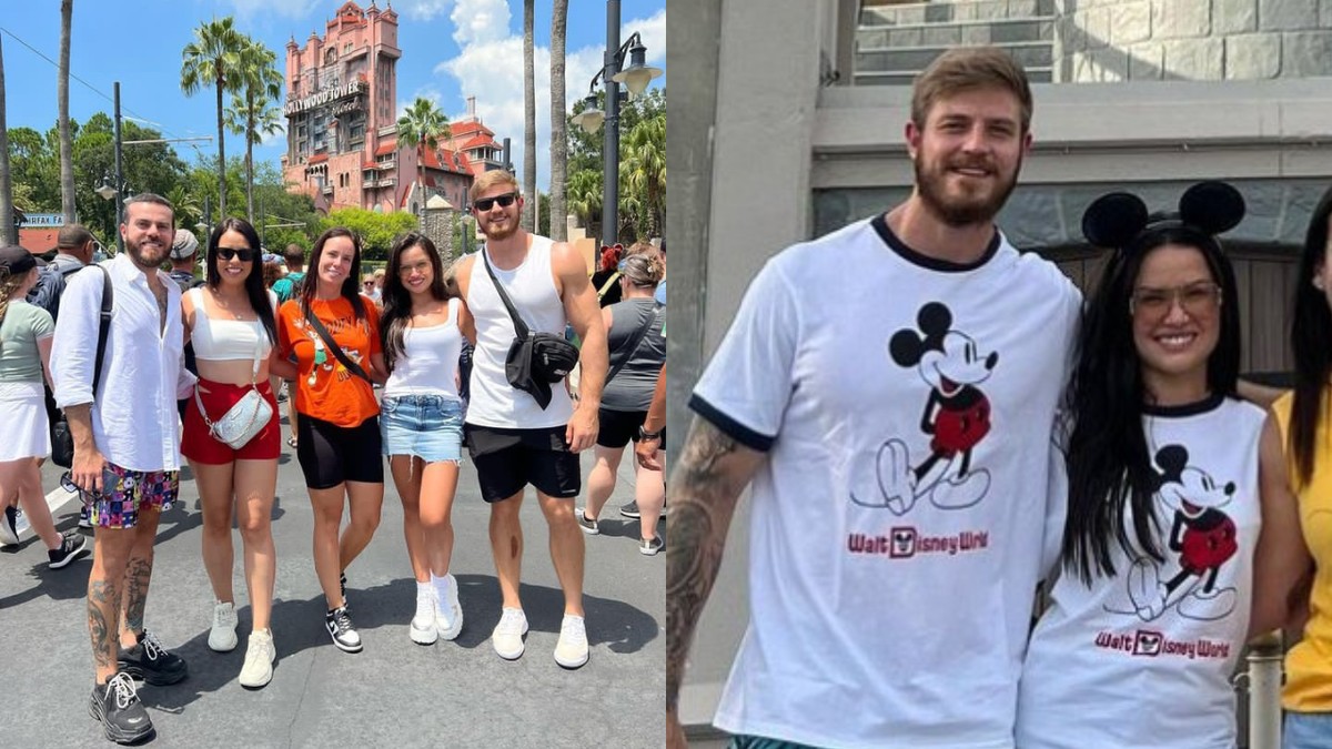 Na Disney, Juliette combina look com affair Kaique Cerveny