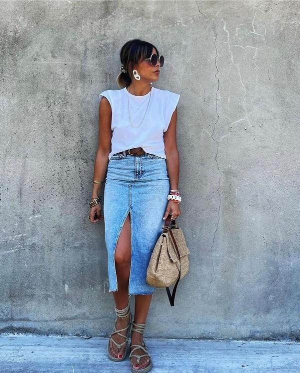 Como montar um look com saia jeans! 32 inspirações que vão te ajudar na ...